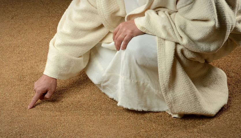 Christ Writing On Floor