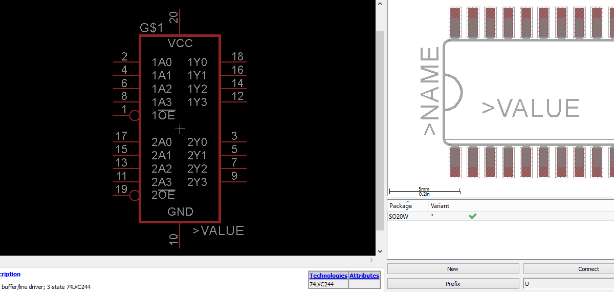 Librerías para Eagle: Buffer 74LVC244