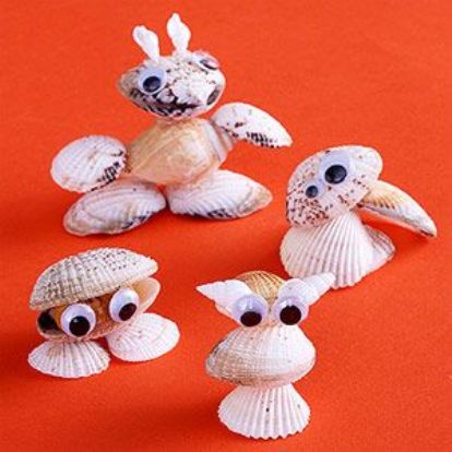 shell animal creatures craft for kids ~ projects art craft ideas