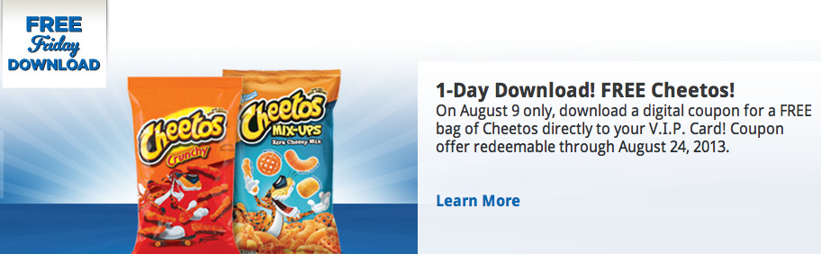 Arizona Families: Fry's Free Friday Download for Cheetos + $3 off $50