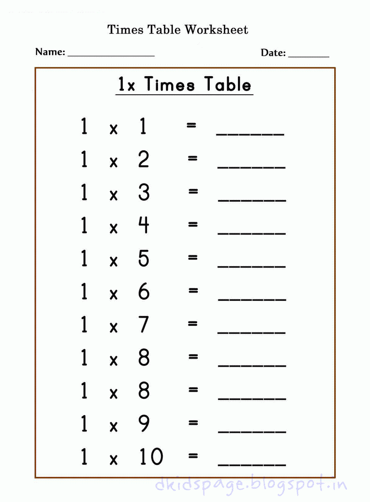 Free Printable Times Table Worksheets Free Printable Times Table Worksheets