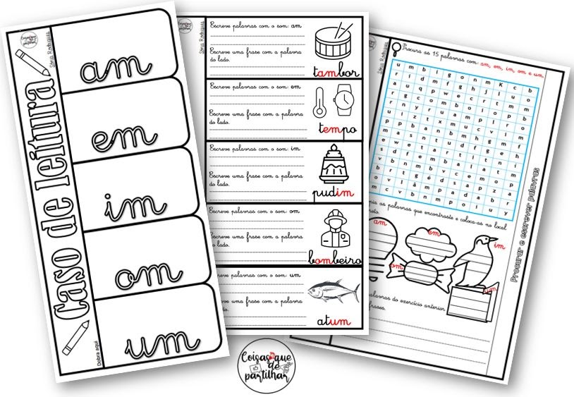 coisas que gosto de partilhar: Casos de leitura - am, em, im, om e um ...