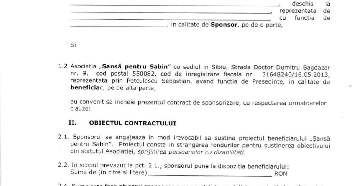 Sabin Ionut: Contract sponsorizare