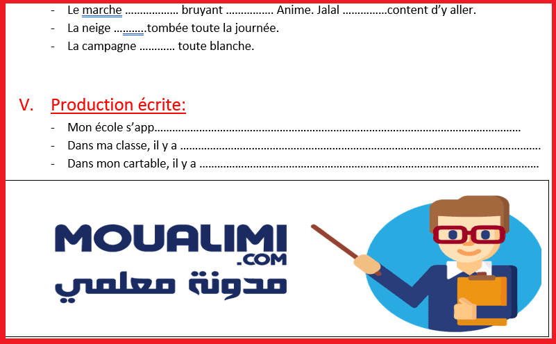 Contrôle Continu N°1 Français 6 éme 2022 2023 Word مدونة معلمي