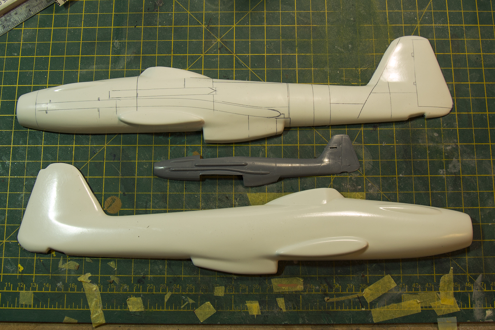 Scale Model Work Bench: Bv-155 marking out for scribing.