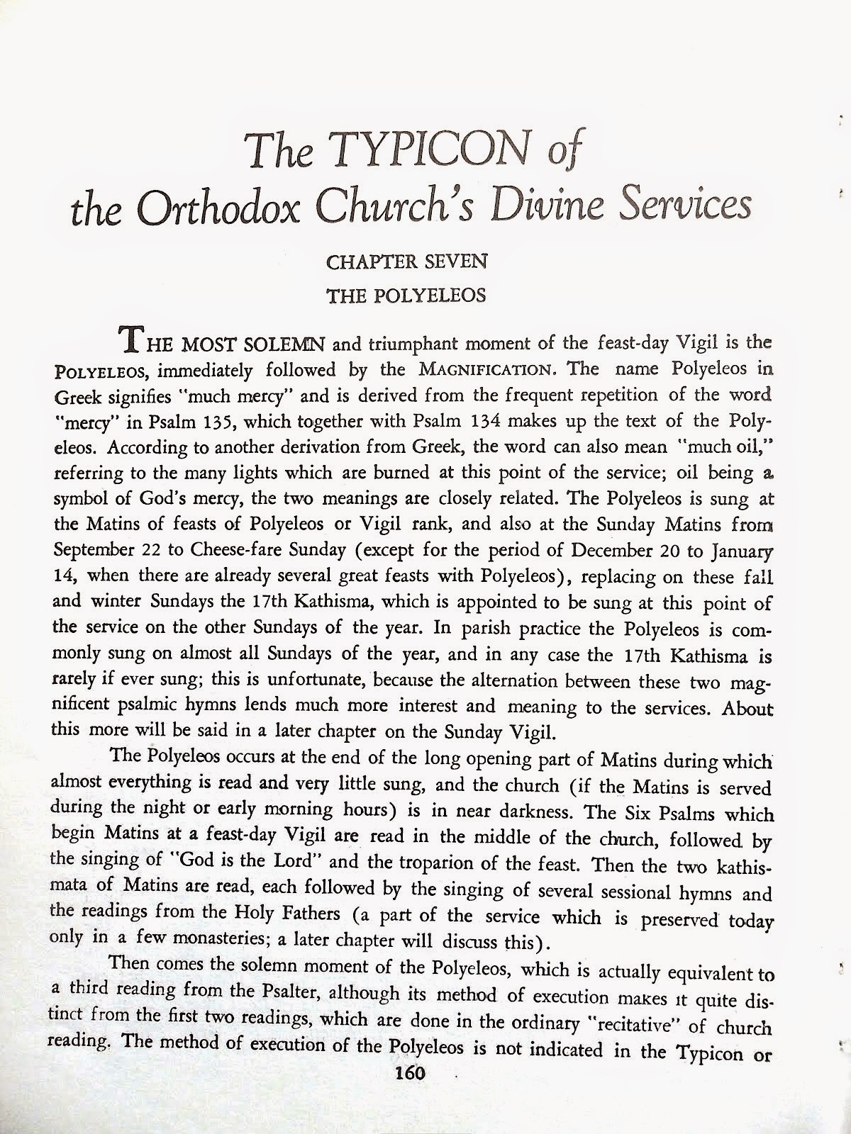 Significance of the Typicon: #63 – Chapter Seven: The Polyeleos