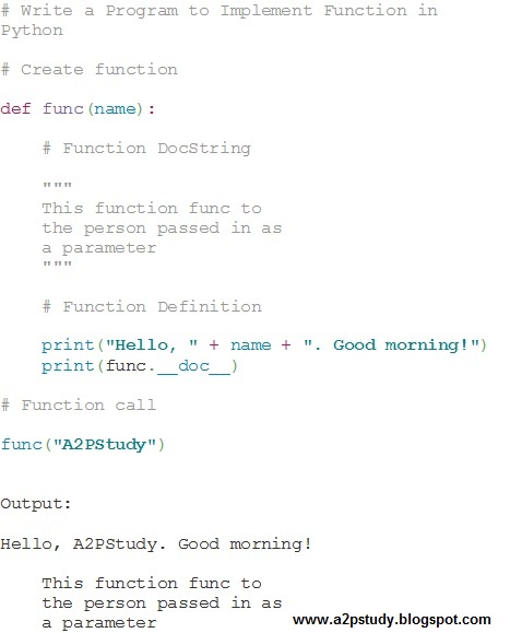 Write A Program To Implement Function In Python