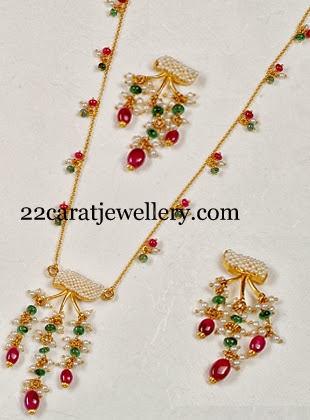 Simple Set with Fancy Earrings - Jewellery Designs