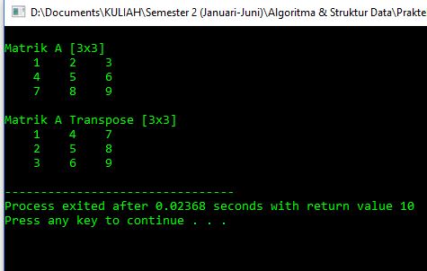 Program Matriks Transpose Bahasa C (Array) ~ Setiawan Blog