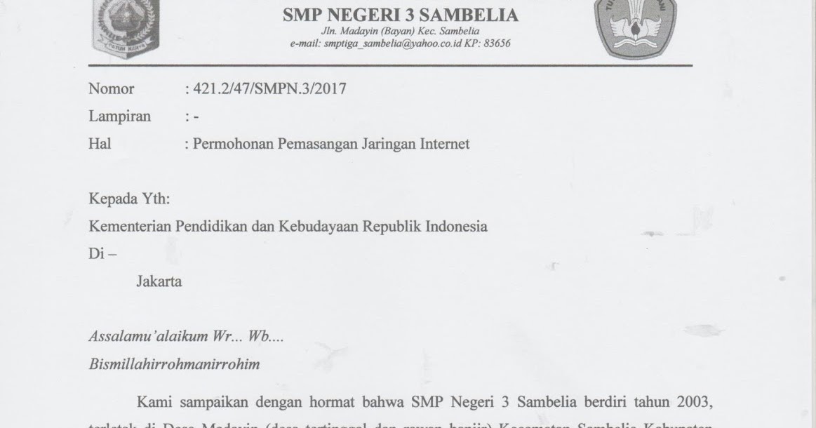 Contoh Surat Permohonan Pemasangan Indihome - Delinewstv