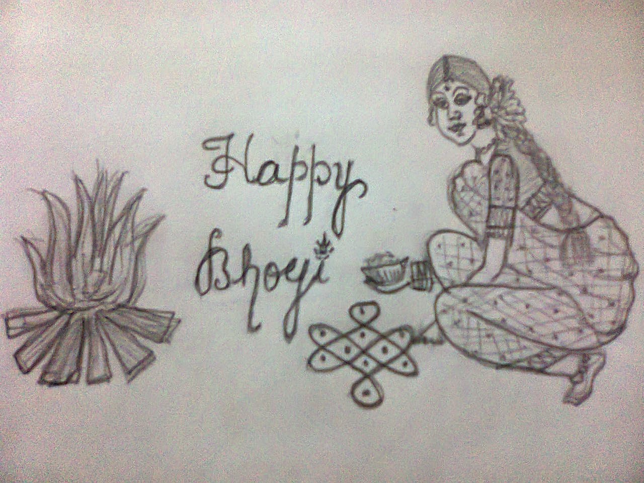 pencil sketches: Happy Bhogi to all...!!!!