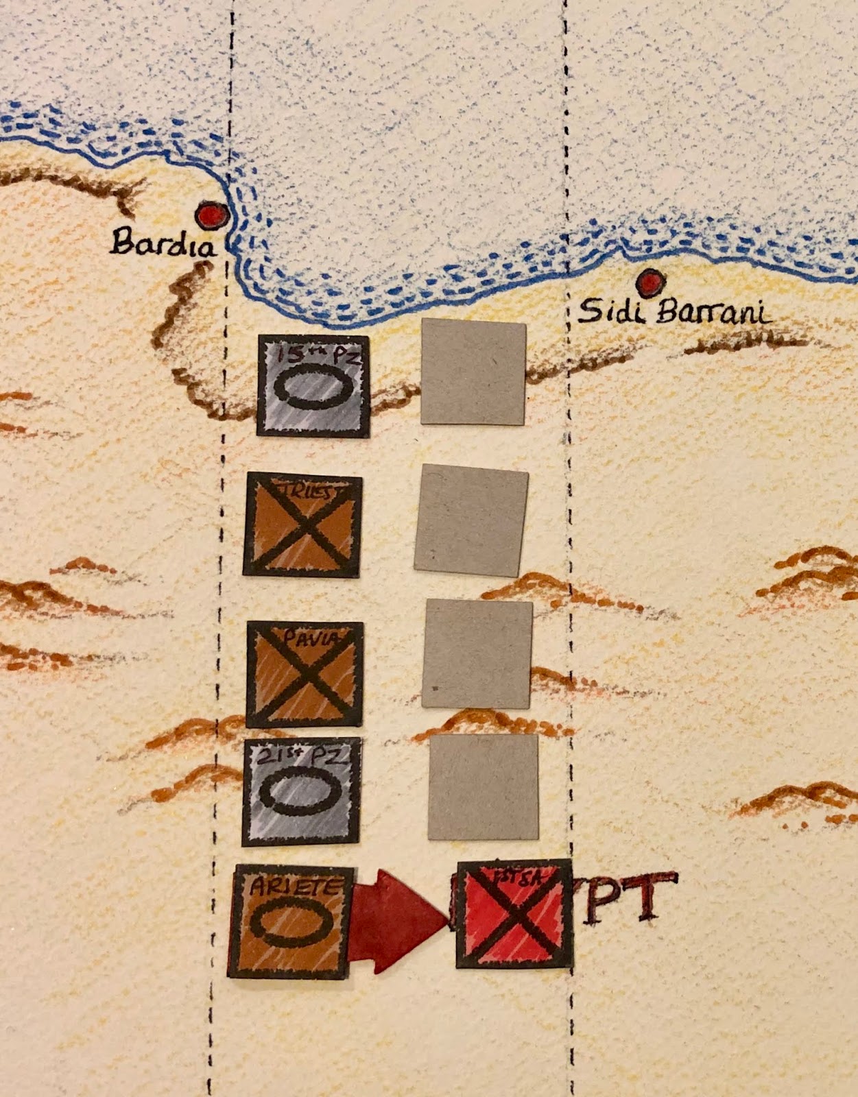Grid based wargaming - but not always: WW2 Western Desert Campaign - Turn 2