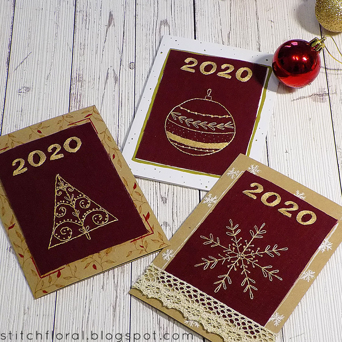 Winter hand embroidery postcards DIY - Stitch Floral