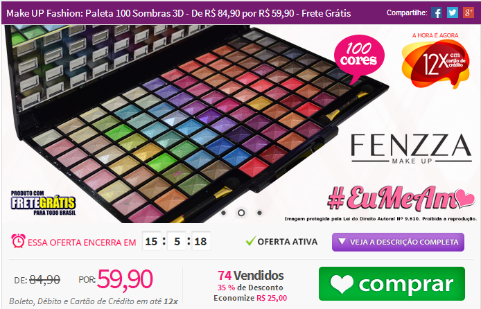 Delicada e Abusada: Paleta Fenzza é na TPM de Ofertas