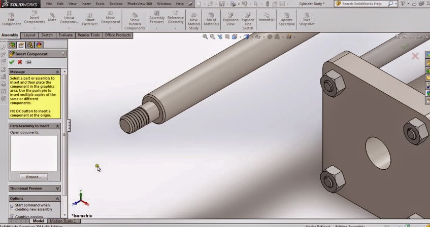 How to create a Pneumatic Air Cylinder in Solidwork Tutorial ...
