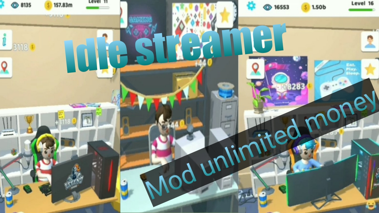 Idle Streamer! MAX LEVEL ROOMS, GAMING GEARS EVOLUTION! Idle Streamer mo...