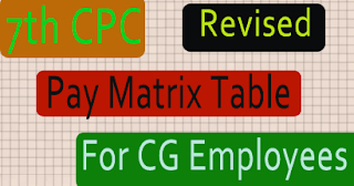 Revision Of Pay Matrix Table For CG Employees- 7th CPC - Latest 7th Pay ...
