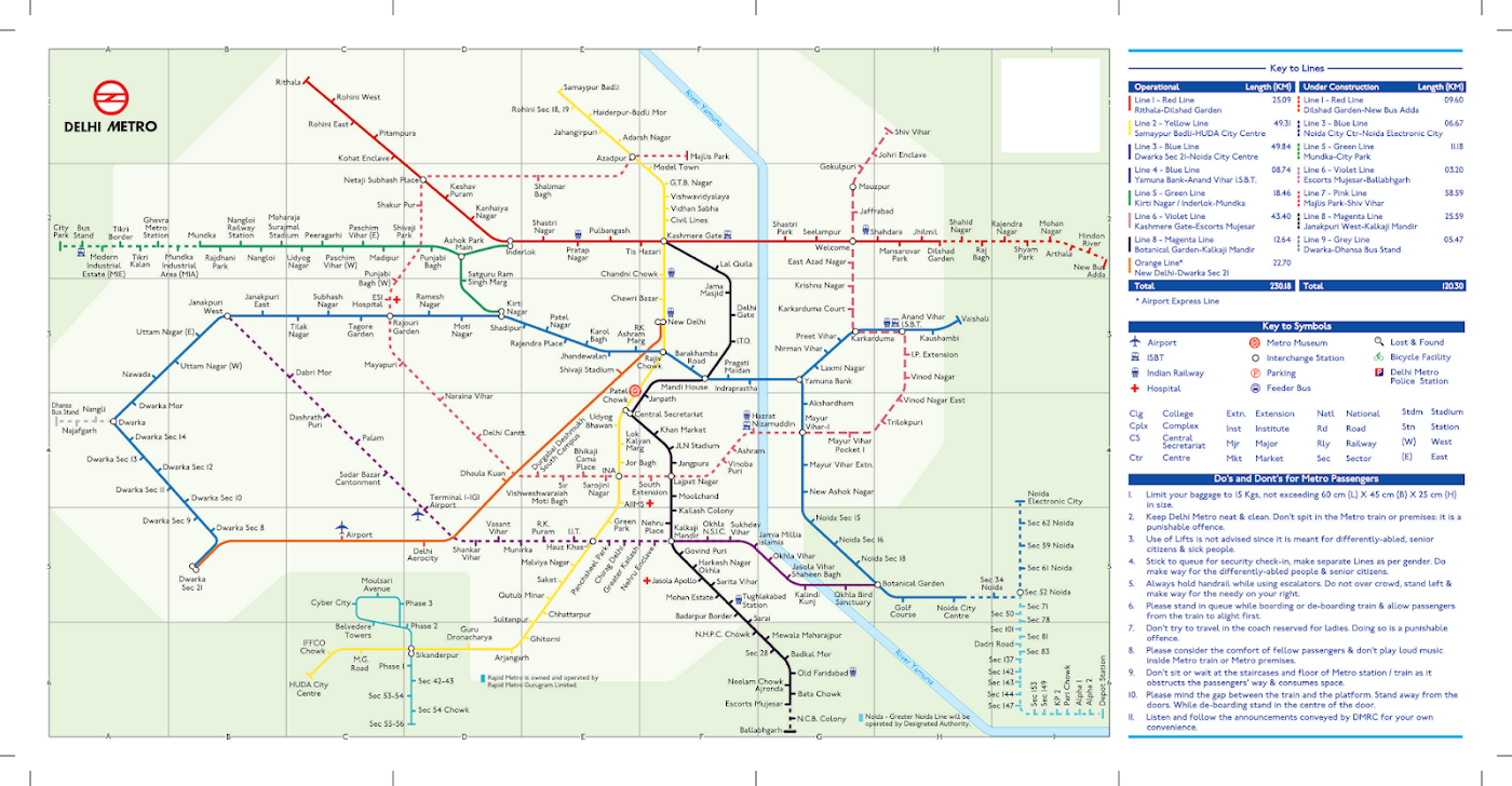 Delhi Metro Map Complete Details | दिल्ली मेट्रो का नक्शा और अद्यतन विवरण