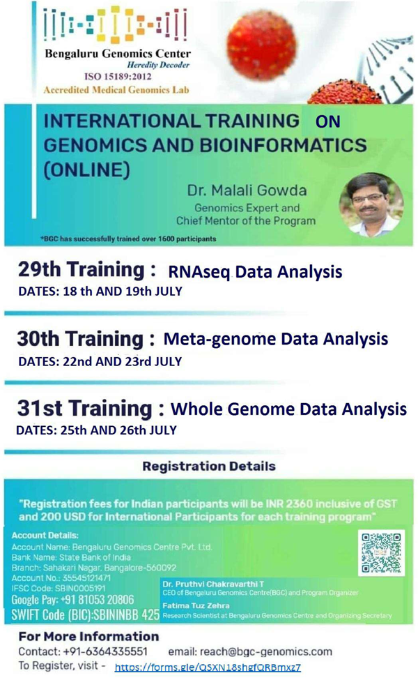 INTERNATIONAL TRAINING SERIES on GENOMICS & BIOINFORMATICS (ONLINE ...