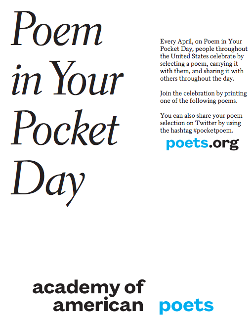 The Library Voice: Here Are Poems For Your Pockets & Lots Of Fun Plans ...