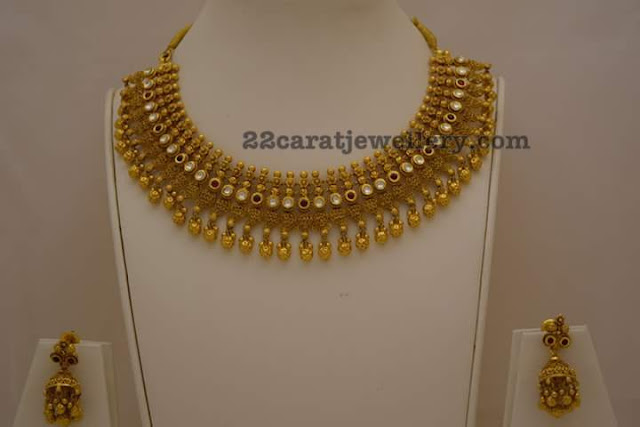 Kundan Set with Gold Balls - Jewellery Designs
