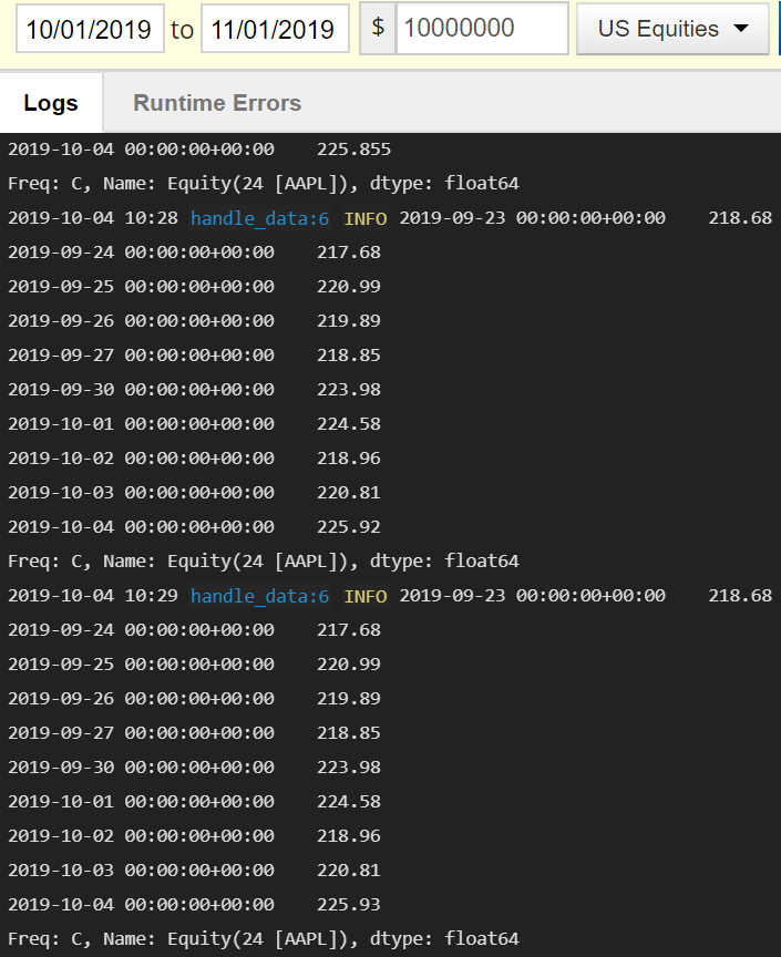 Chuanshuoge: python quantopian 1 get stock price
