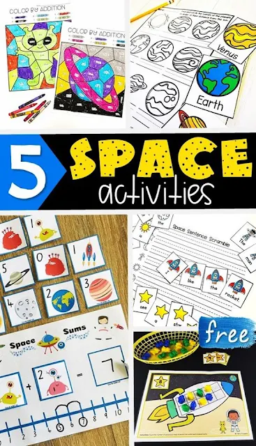 Color by Addition Free Space Themed Printable | Sara J Creations