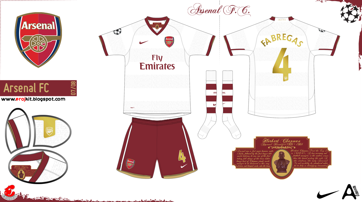 Kit Design, by eroj: 2007-08 Arsenal (Home, Away e Third)