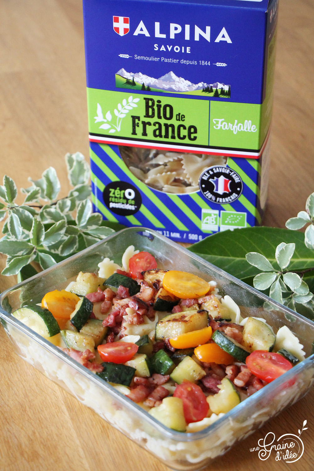 Lunch Box Pâtes Courgettes Lardons et Tomates | Une Graine d'Idée