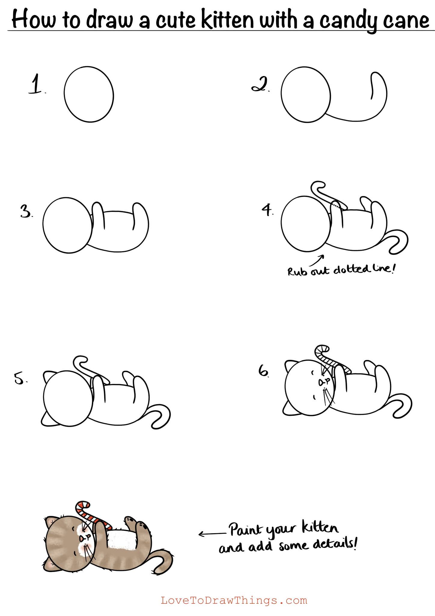 How To Draw A Cute Kitten With A Candy Cane In 6 Steps Love To Draw Things how-to-draw-a-cute-kitten-with-a-candy-cane-in-6-steps-love-to-draw-things