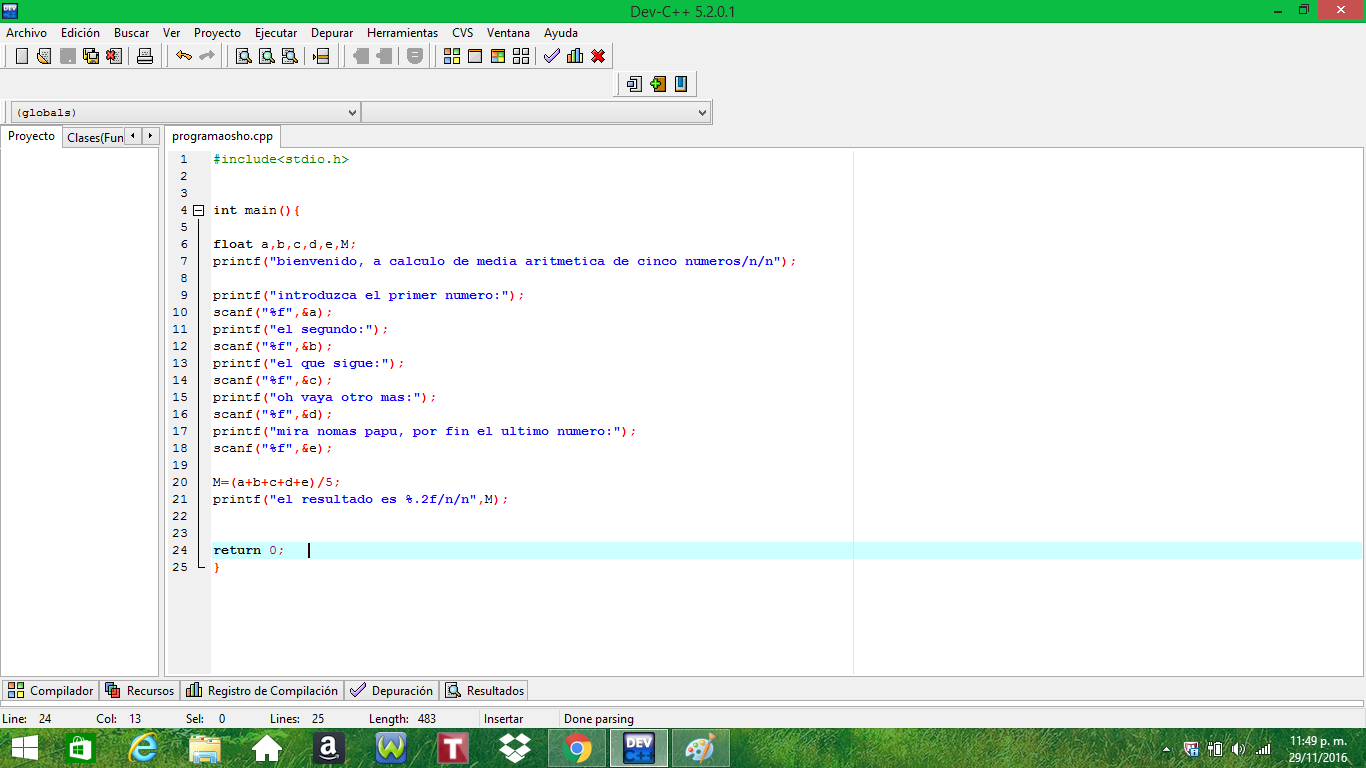 programar en lenguaje c, en dev-c++ : programa(C)