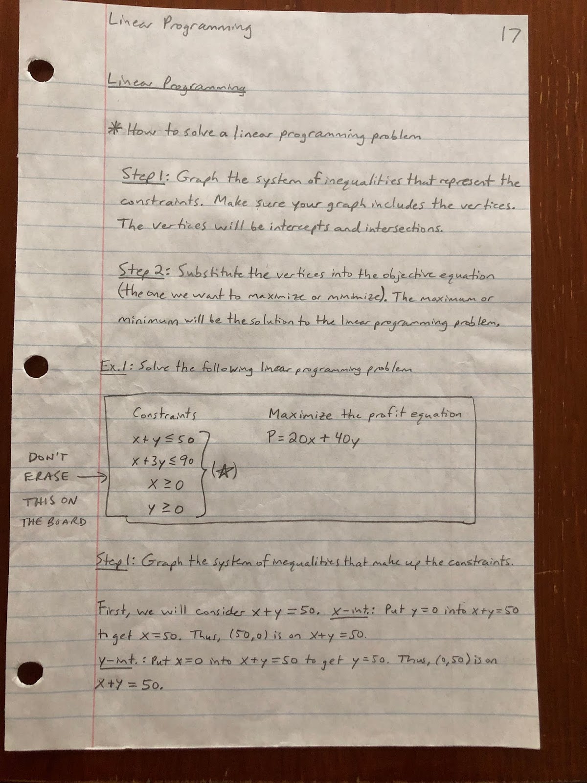 Professor Franks Math Blog Linear Programming Notes