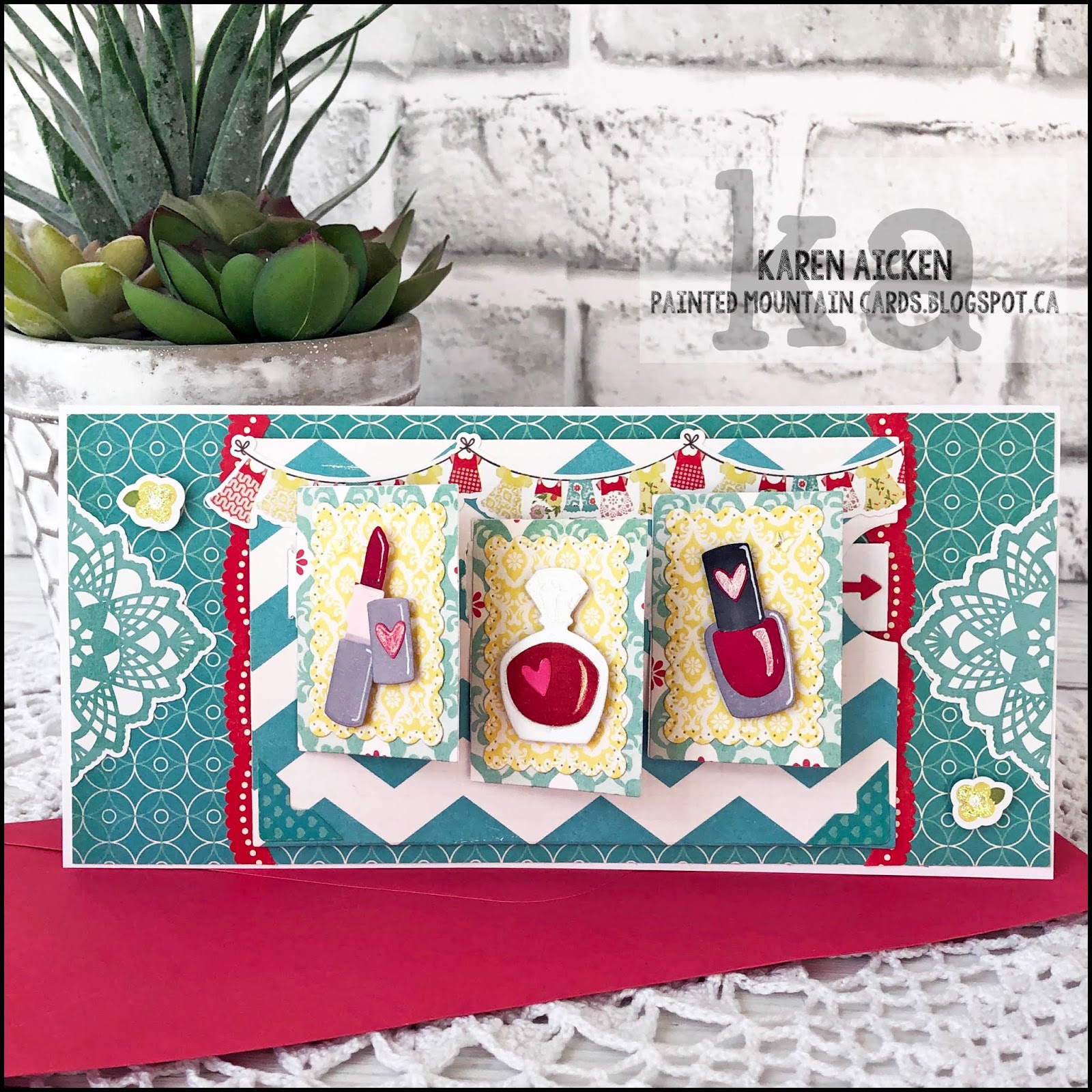 Painted Mountain Cards: Triple Flip Girlie Card