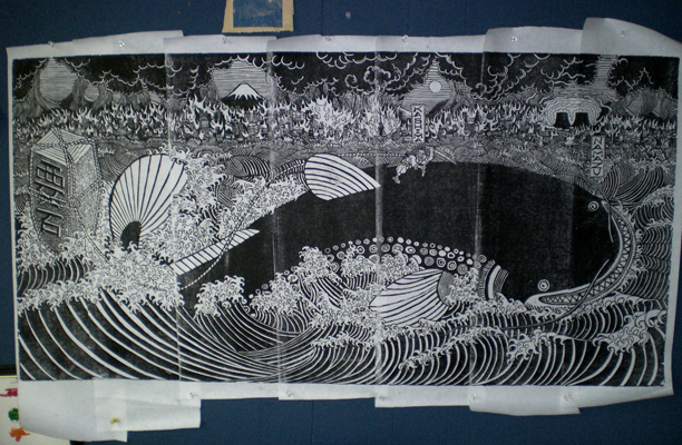 GOD SPEED THE MESSENGER!: Namazu vs. Kashima Woodblock