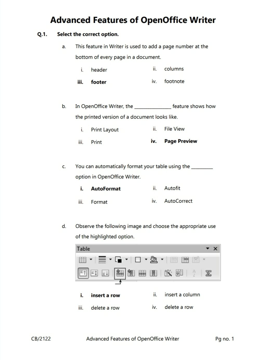 Ch 4 Advance Features of OpenOffice writer (Textbook and Workbook ex.)