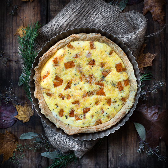 three little halves: Savory Pumpkin, Robiola and Rosemary Puff Pastry Tart