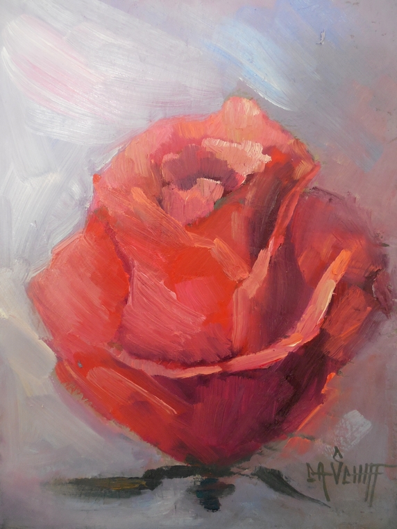 CAROL SCHIFF DAILY PAINTING STUDIO: Red Rose Study, 6x8" Original Oil ...