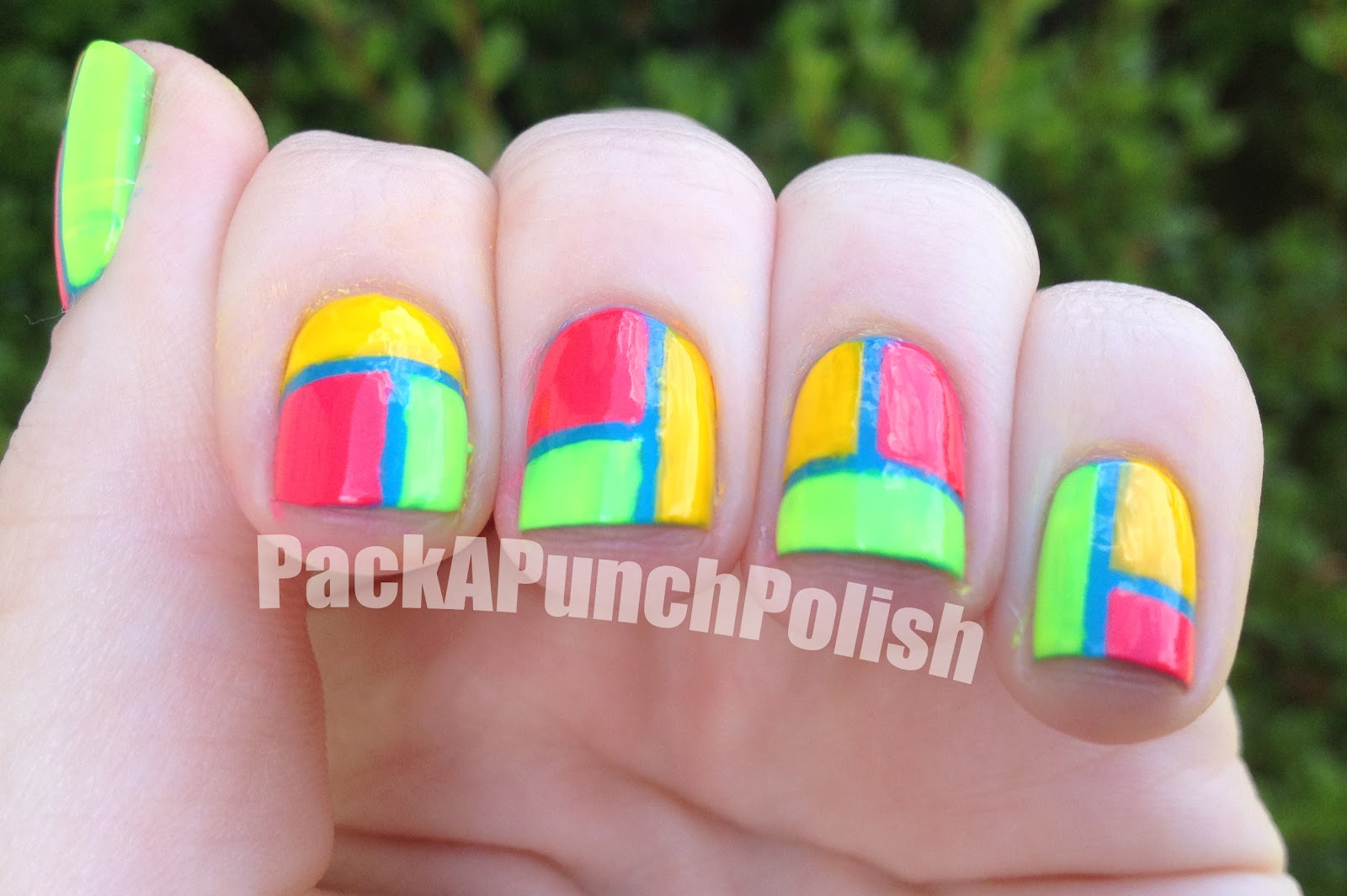 PackAPunchPolish: Neon Color Block Nail Art