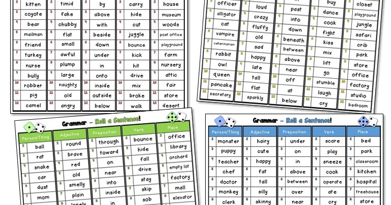Freebie! Grammar - Roll a Sentence | Teacher's Take-Out