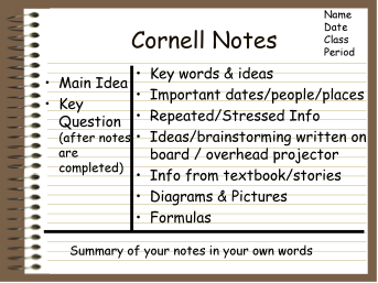 Vonnie's e-Portfolio: Cornell Note Taking System and S-RUN-R