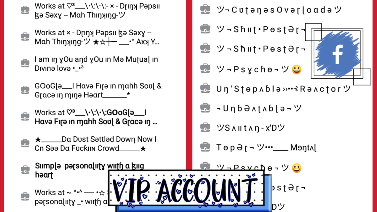 Facebook stylish work symbols 2021