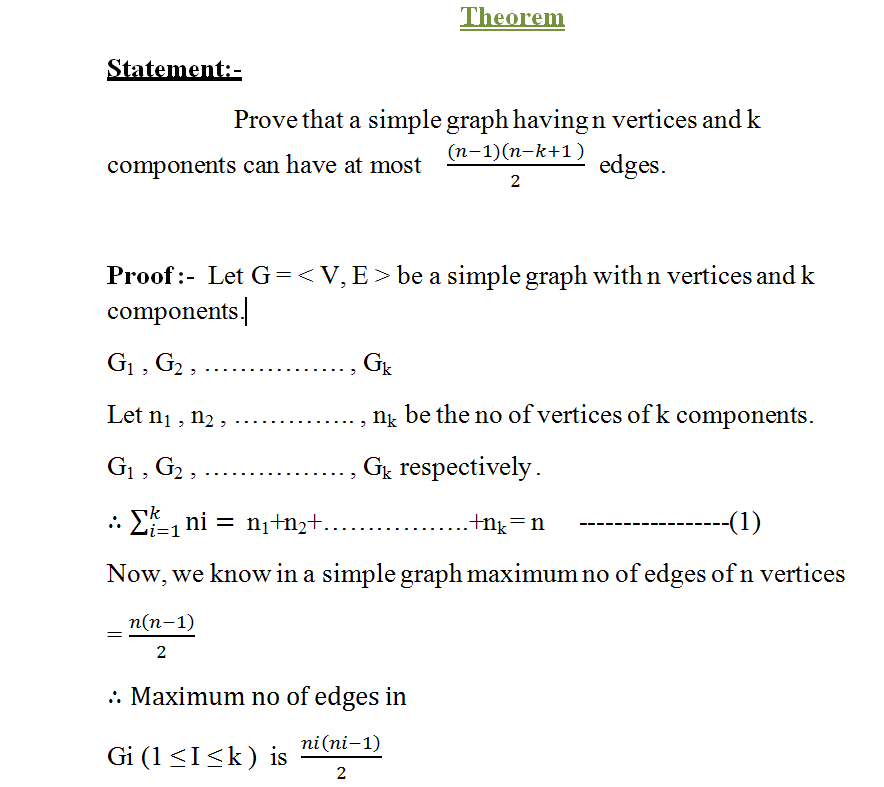 Prove that a simple graph having n vertices and k components can have ...