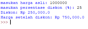 Program Sederhana Perhitungan Diskon dengan Python - KnK Land