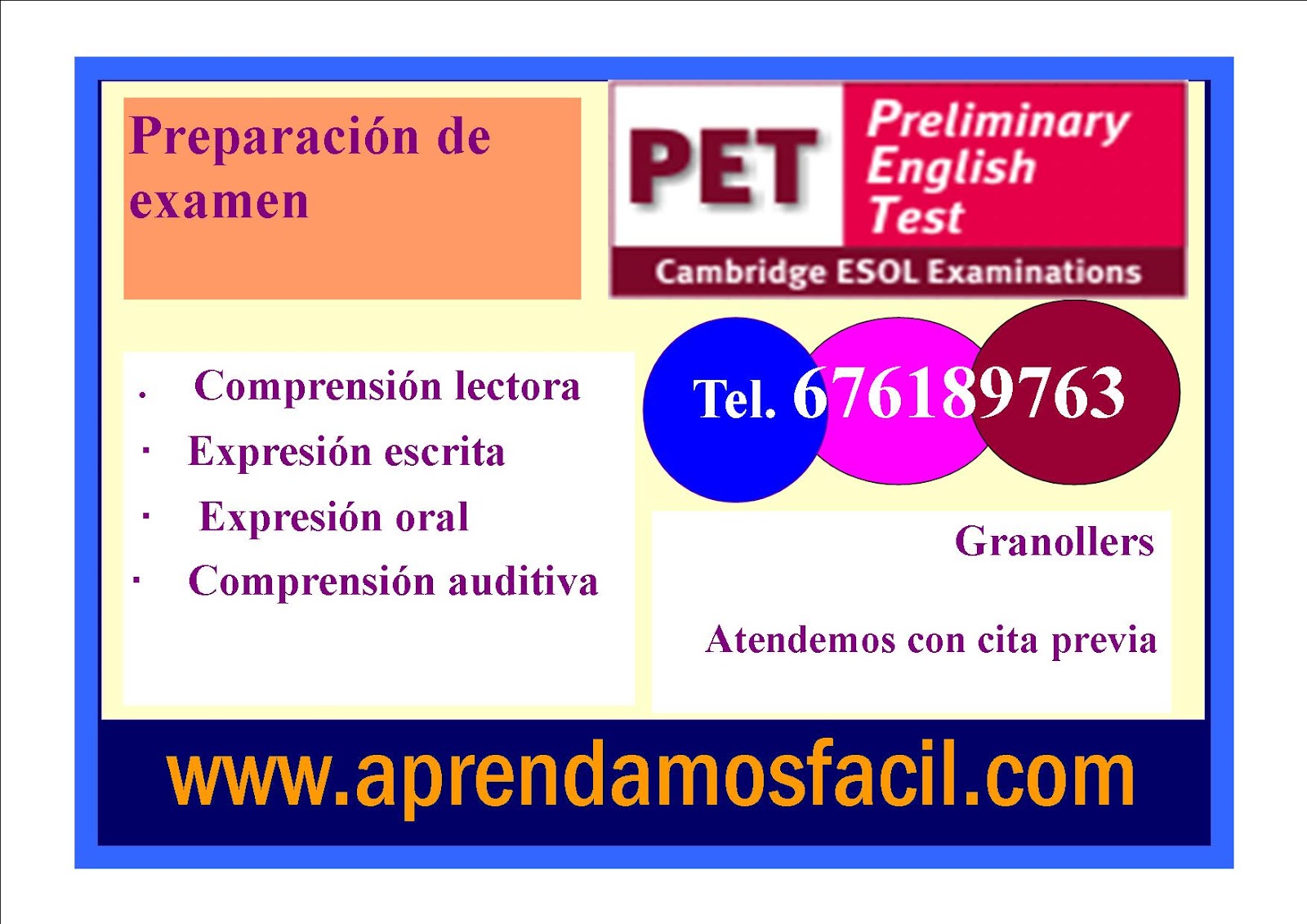 PREPARACIÓN DE EXÁMENES : PRELIMINARY ENGLISH TEST ( PET ) – GRANOLLERS ...