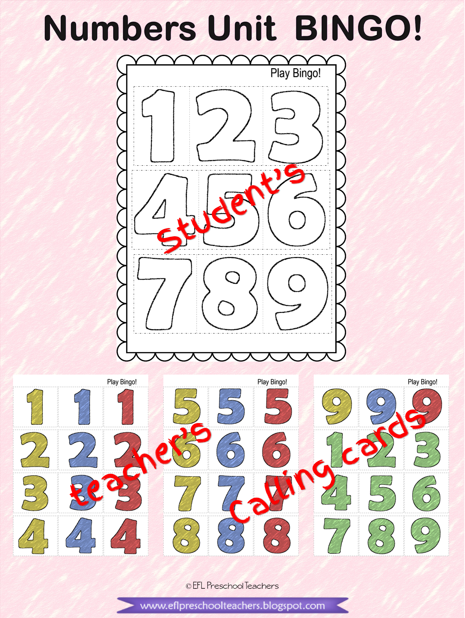 ESL/EFL Preschool Teachers: Numbers Theme Cutouts and Games for ...