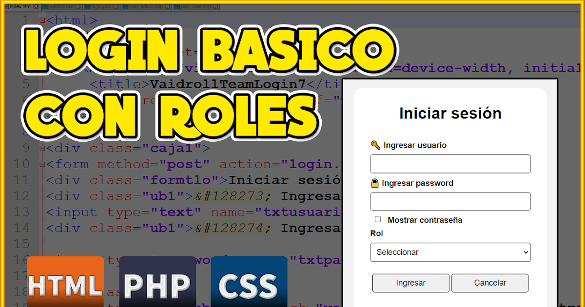 VaidrollTeam: LOGIN BÁSICO CON ROLES EN PHP, HTML Y CSS VaidrollTeam: LOGIN BÁSICO CON ROLES EN PHP, HTML Y CSS