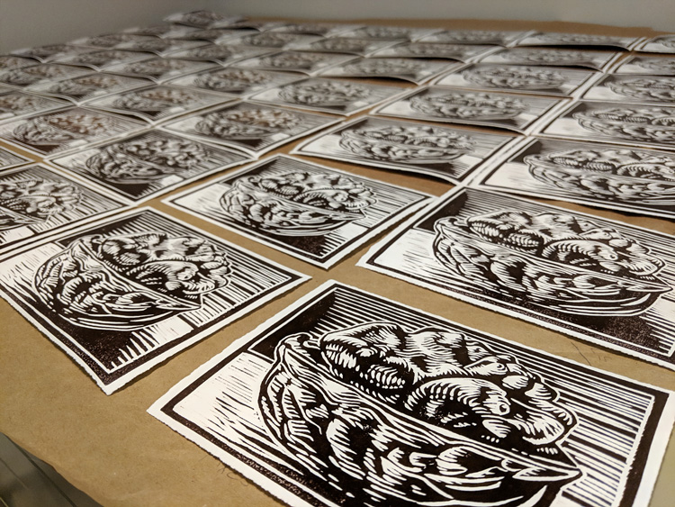 Nessy Designs: Walnut Linocut Print