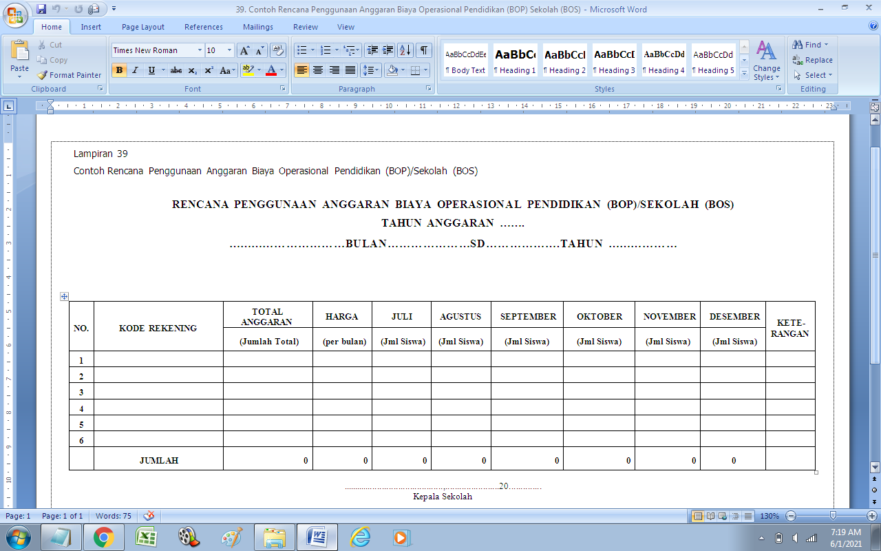 Contoh Format Laporan Keuangan BOP dan BOS - antapedia.com