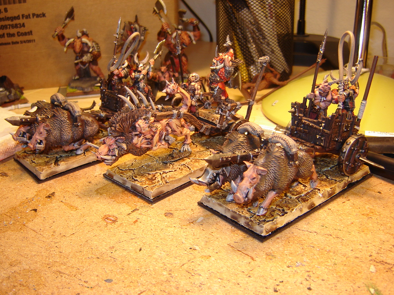 The Company of the Damned: Tuskgor Chariot and Wargor on Razorgor Chariot