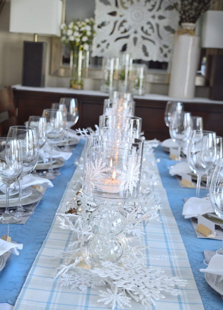 Dining Delight: Winter Blues Snowflake Tablescape